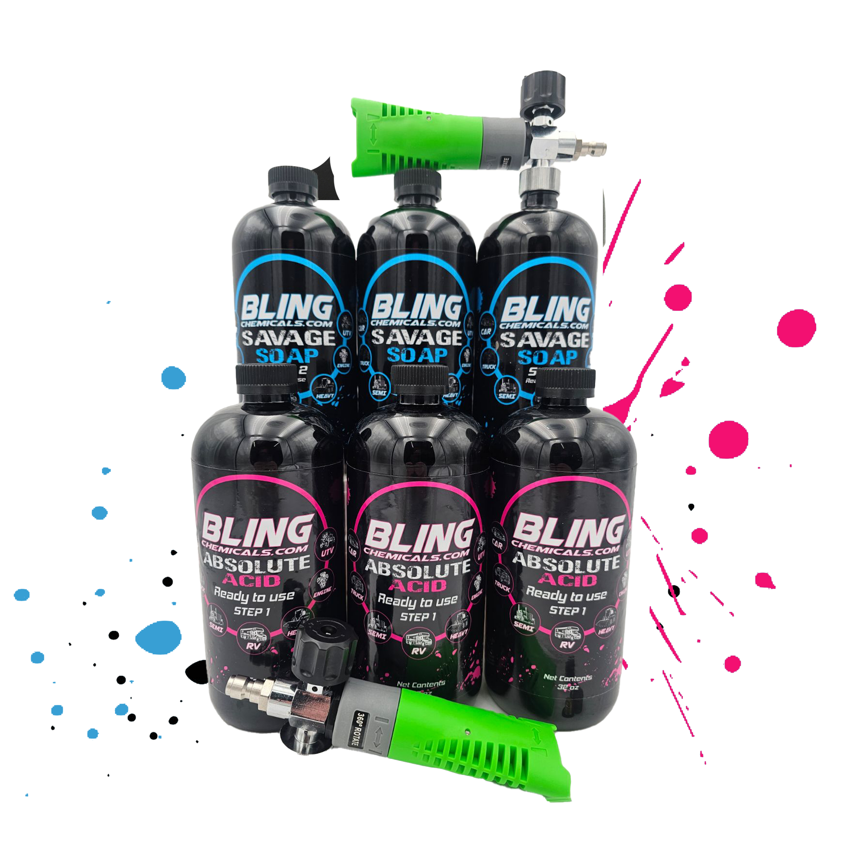 2-Step Wash Kit with Foam Cannon | Bling Chemicals